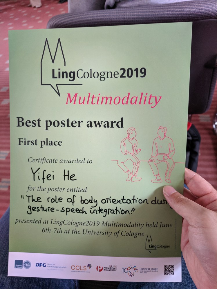 Best poster award at the LingCologne2019 on Multimodality ...